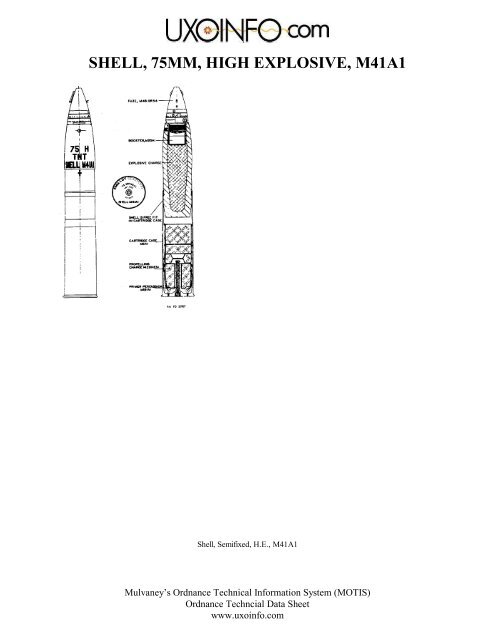SHELL, 75MM, HIGH EXPLOSIVE, M41A1