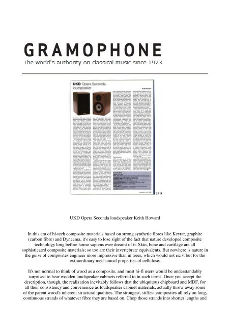 139 UKD Opera Seconda loudspeaker Keith Howard In ... - Mario Bon