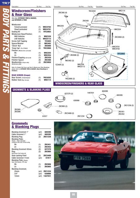 TR7 BODY PARTS & FITTINGS