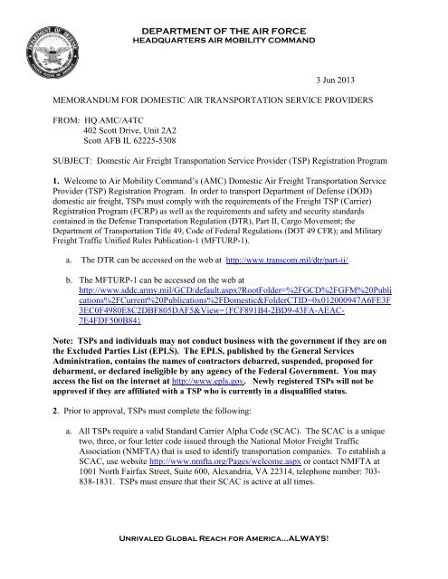 HQ AMC/A4TC 402 Scott - Air Mobility Command