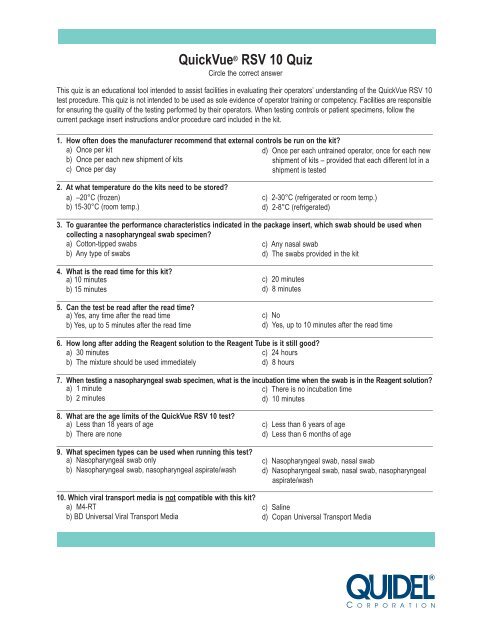 Training Quiz