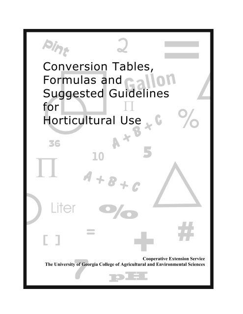Conversion Tables, Formulas and Suggested Guidelines for ...