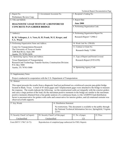 diagnostic load tests of a reinforced concrete pan-girder bridge