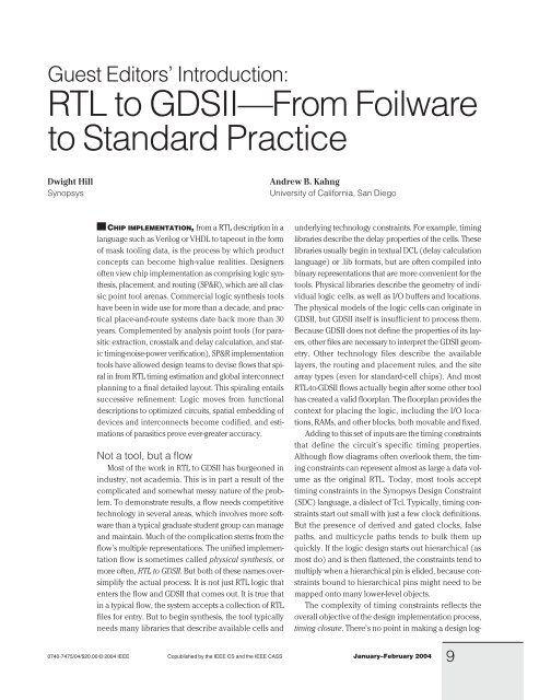 Rtl To Gdsii Ucsd Vlsi Cad Laboratory