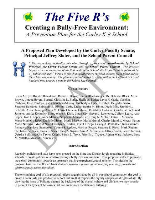 The Five R's Creating a Bully-Free Environment - Curley K-8 School