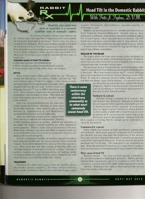 Rabbit RX Head Tilt in the Domestic Rabbit - Michigan State 4-H