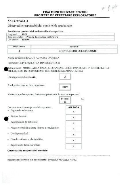 Fisa de monitorizare a proiectului