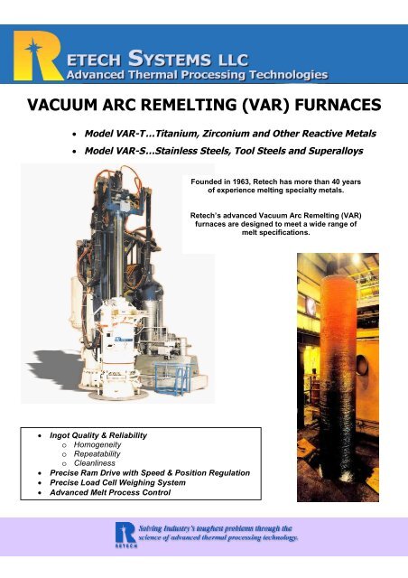 Vacuum Arc Remelting Var Furnaces Seco Warwick