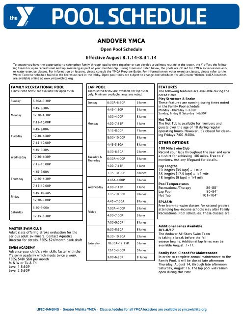 POOL SCHEDULE - Greater Wichita YMCA