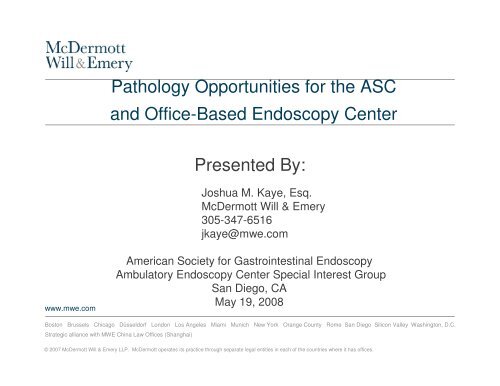 Pathology Opportunities for the ASC and Office-Based Endoscopy ...