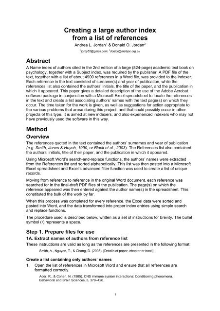 Creating a large author index from a list of references - ANZSI