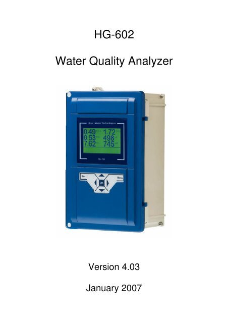 HG-602 Water Quality Analyzer - RB Instrument