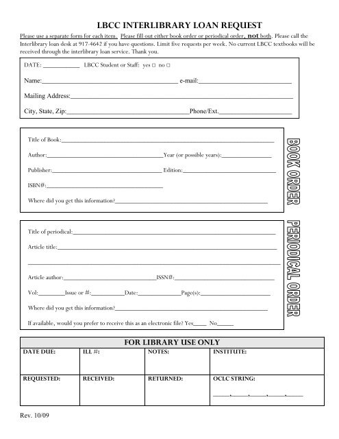 Interlibrary Loan Form