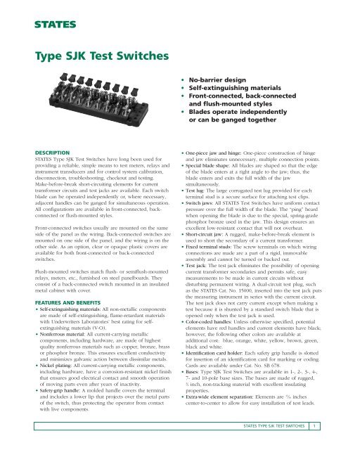 Type SJK Test Switches - Tequipment.net