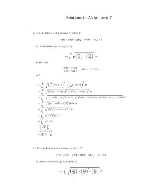 Solutions to Assignment 7