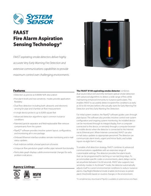FAAST Fire Alarm Aspiration Sensing TechnologyÂ®