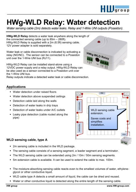 HWg-WLD Relay: Water detection - HW group