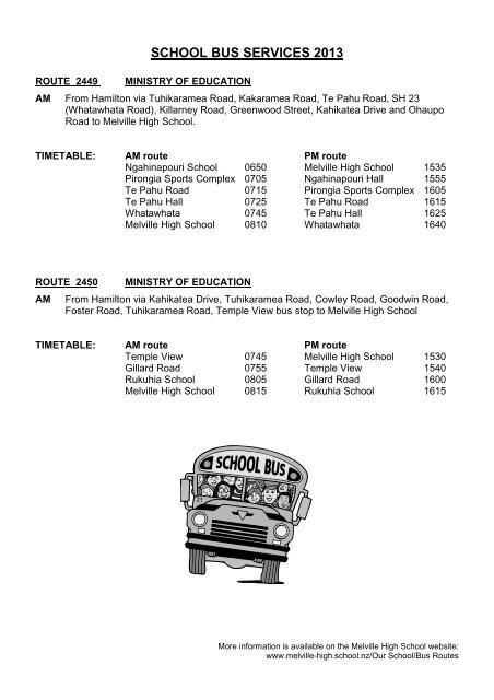 Bus Register and Routes - Melville High School