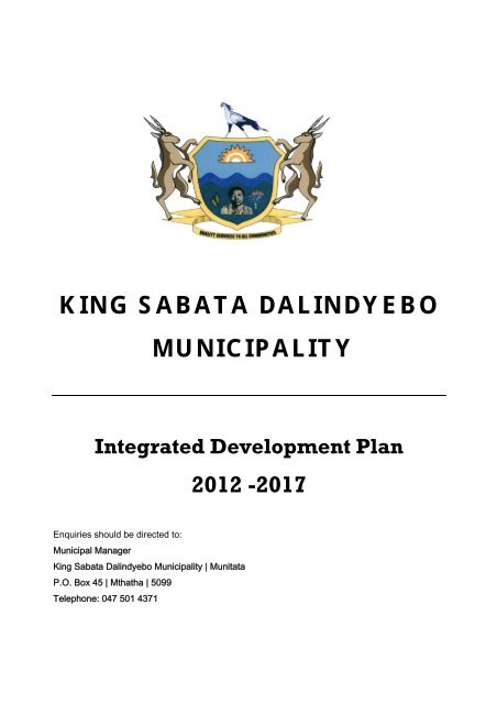 KING SABATA DALINDYEBO MUNICIPALITY - Provincial Spatial ...