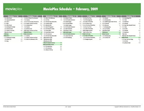 MoviePlex - February, 2009 Schedule - Starz