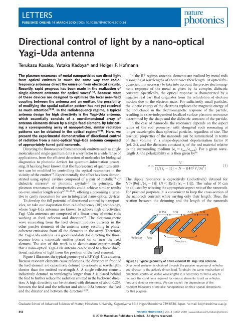Directional control of light by a nano-optical Yagi-Uda antenna