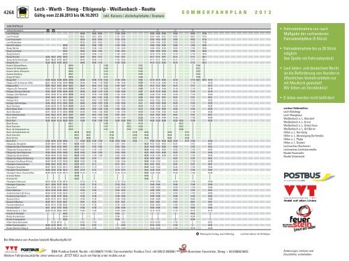 Busverbindung im Sommer 2013 - Lechtal