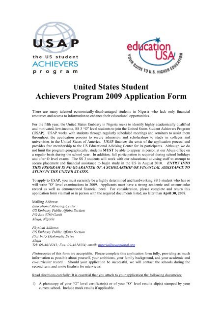 United States Student Achievers Program 2009 ... - UsapGlobal