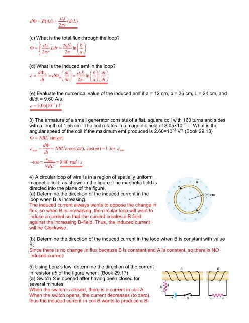 i d B dA drL 2 r 0 ( )