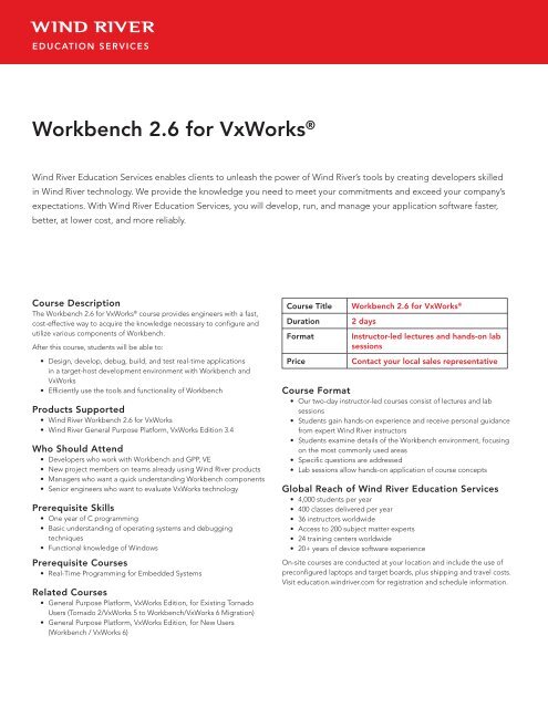 Workbench 2.6 for VxWorks® - Wind River