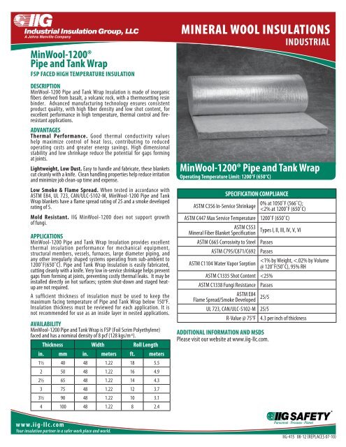 FSP FACED HIGH TEMPERATURE INSULATION - Industrial ...