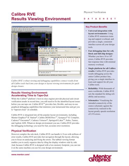 Calibre RVE Datasheet - Europractice