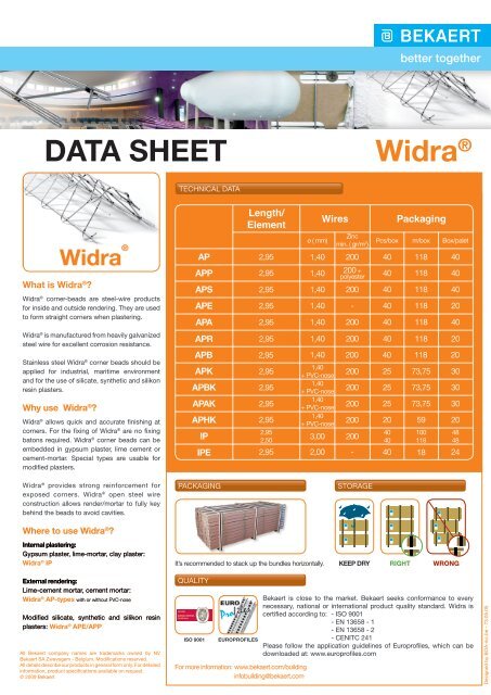 DATA SHEET WidraÂ® - Bekaert
