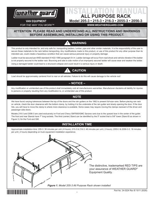 INSTALLATION MANUAL - Weather Guard