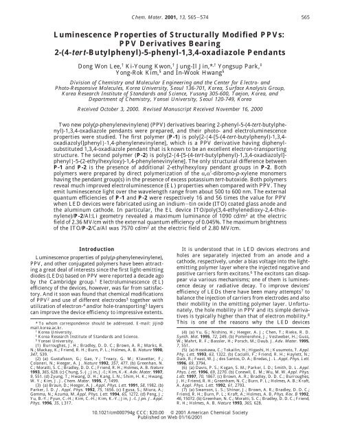 Luminescence Properties of Structurally Modified PPVs: PPV ...