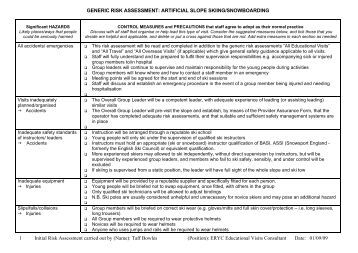 generic risk assessment: rock climbing/abseiling - eRiding