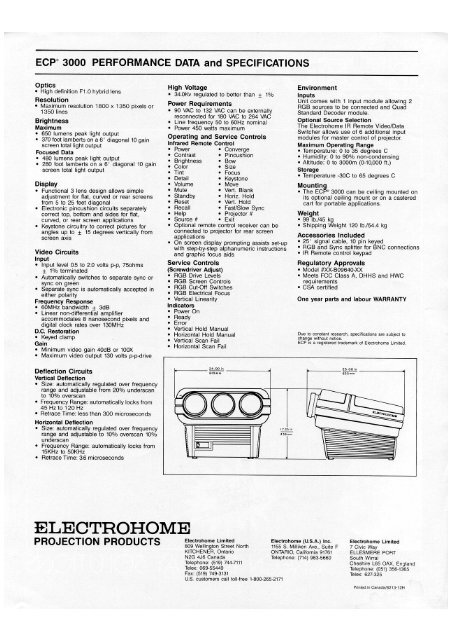 Electrohome ECP-3000 Brochure/Spec Sheet - CurtPalme.com
