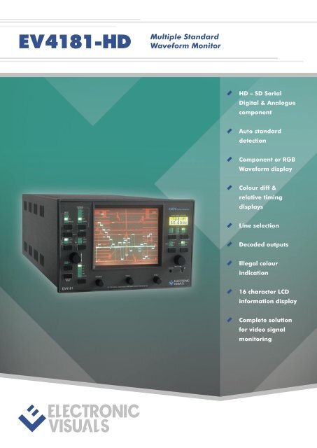 EV4181-HD Multiple Standard Waveform Monitor - Electronic Visuals