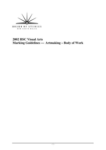 2002 HSC Visual Arts Marking Guidelines â Artmaking â Body of ...