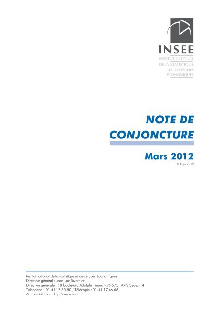 NOTE DE CONJONCTURE Mars 2012 - Epsilon - Insee
