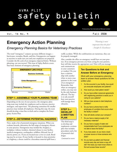 safety bulletin - AVMA PLIT