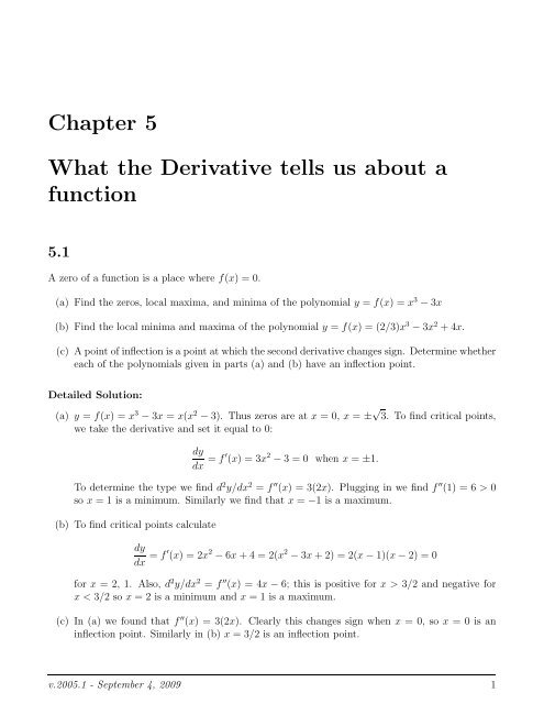 Chapter 5 What the Derivative tells us about a function