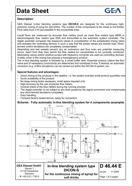 Data Sheet D 46.44 E - GEA Diessel