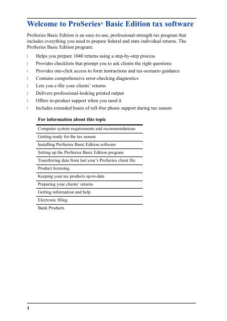 Intuit ProSeries Basic Edition Tax Software
