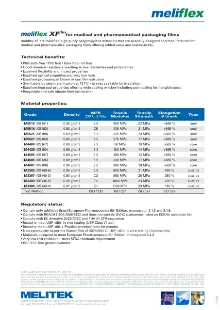 for medical and pharmaceutical packaging films Technical ... - Dolder