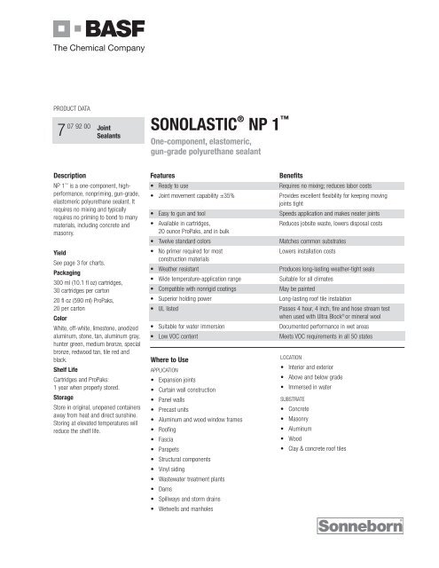 NP1 Data Sheet - Target Building Materials