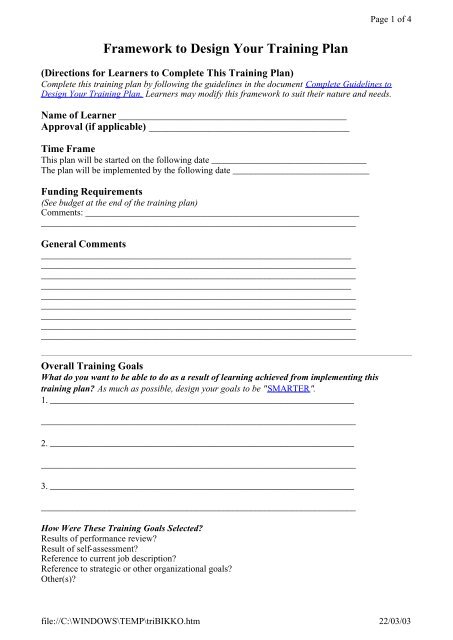 Framework to Design Your Training Plan