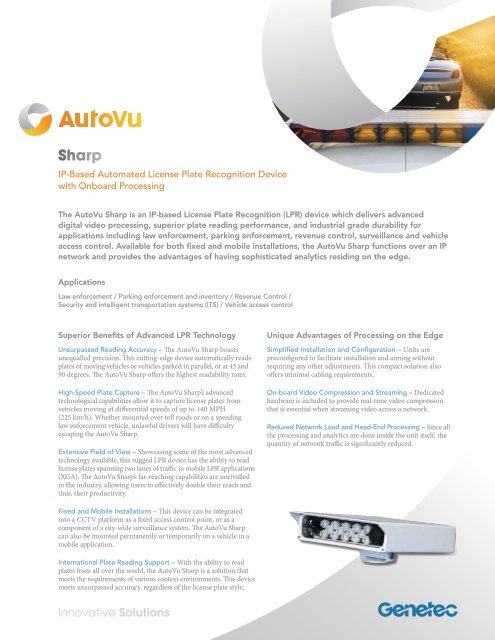 AutoVu Sharp Specifications - Genetec