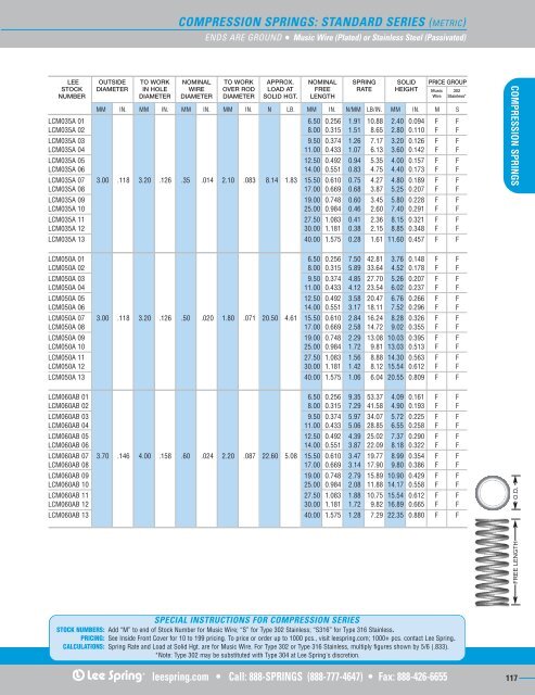 compression springs: standard series (metric) - Lee Spring
