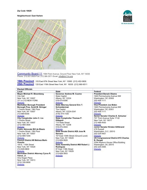 Zip Code 10029 Neighborhood: East Harlem Community Board 11 ...