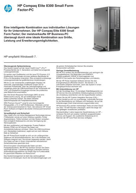 HP Compaq Elite 8300 Small Form Factor-PC - Icecat.biz